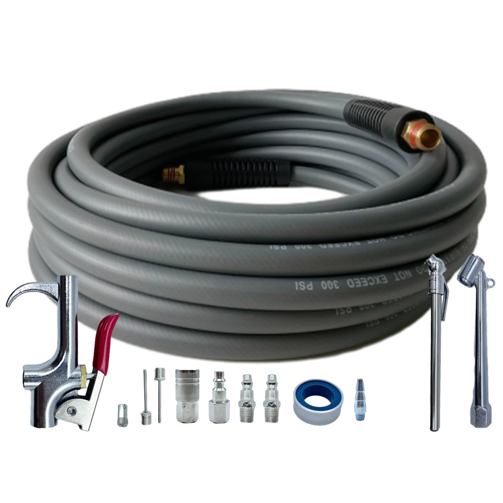 Air Hose 1/4 in x 30 ft, Hybrid Air Compressor Hose Kit with 1/4 in NPT ...
