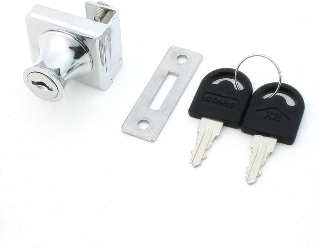 Uxcell Cabinet Showcase Single Glass Door Keys Lock, 10mm, Silver Tone ...