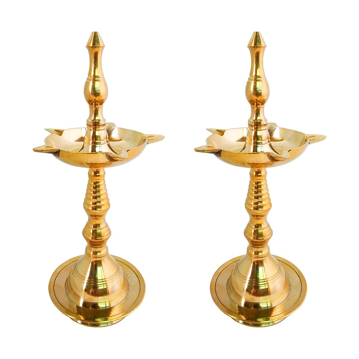 Buy Crafts of India 5 Inch Brass Kerala Samai Standing Deepak for Puja ...