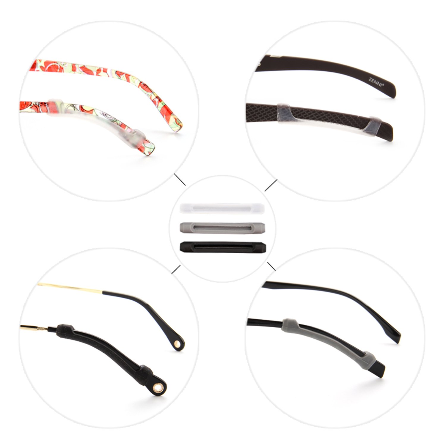 Snapklik.com : Soft Silicone Eyeglasses Temple Tips Sleeve Retainer ...