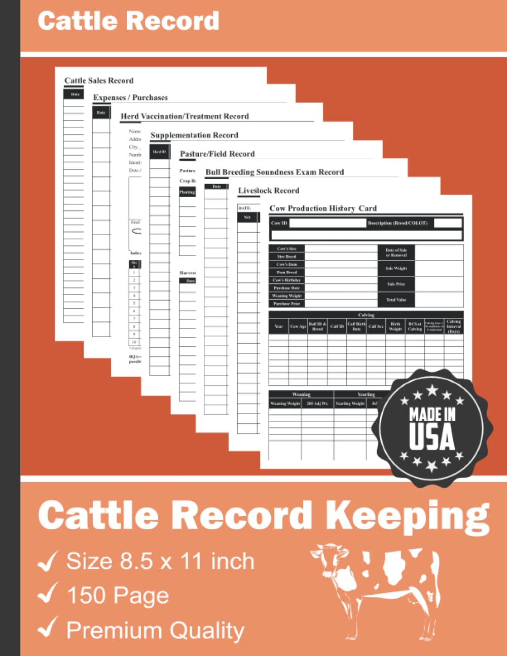 Buy Cattle Record Keeping Book: Cattle Book Keeping, Cattle Record Book ...