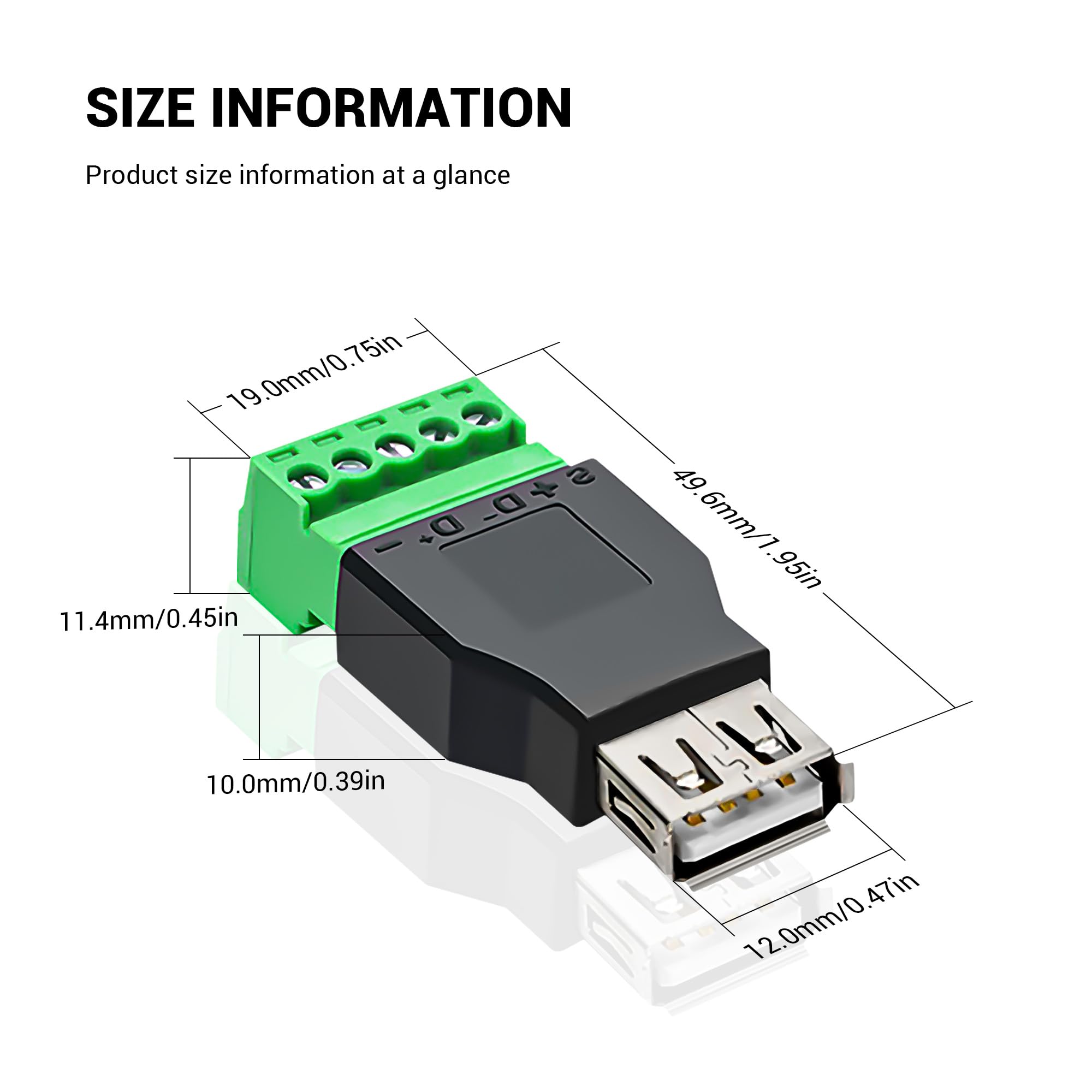 YIMATEECO USB Screw Terminal Block Adapter, USB 2.0 Female to 5-Pin ...