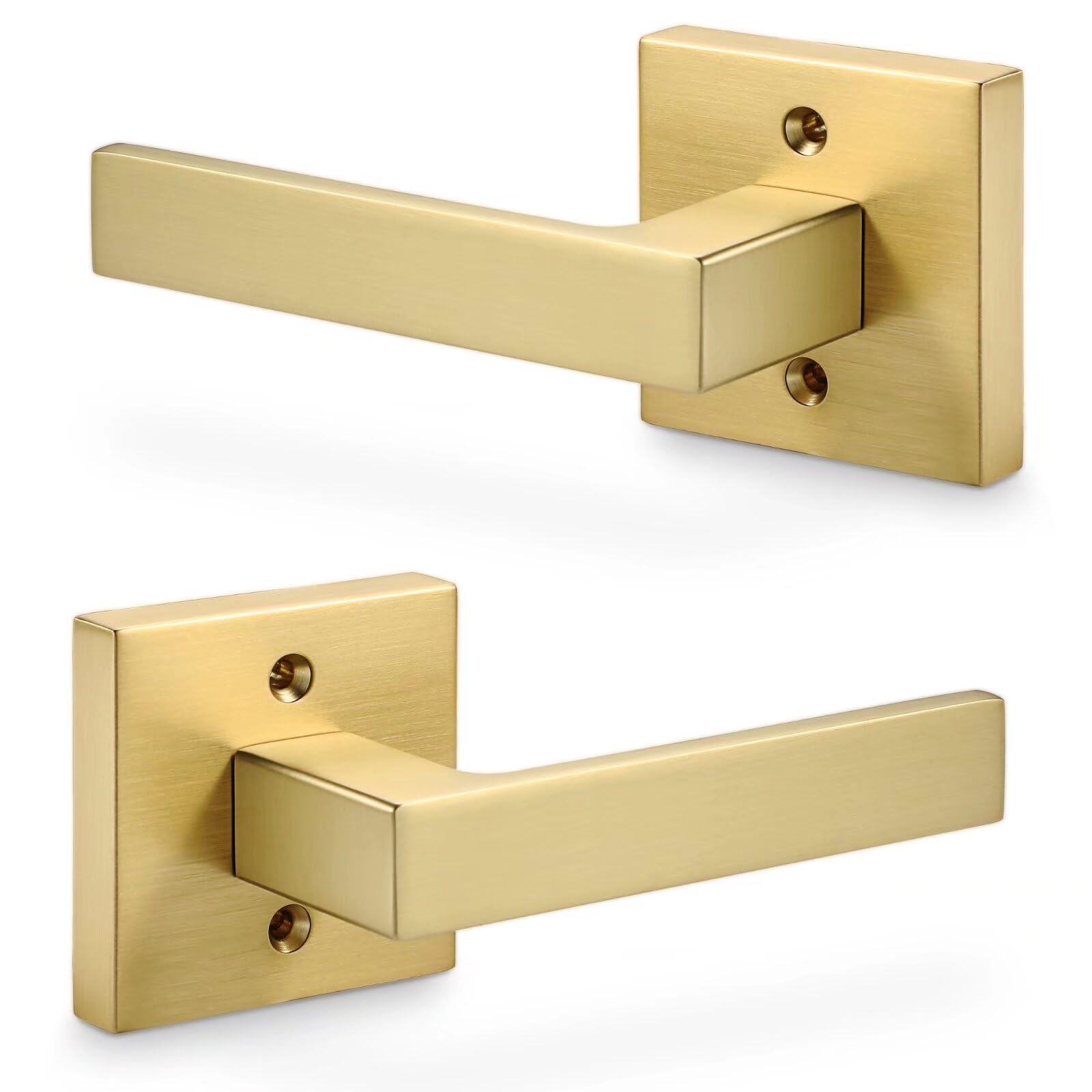 Linkaa Gold Dummy Handles Brushed Brass Lever Door Handle for Closet ...