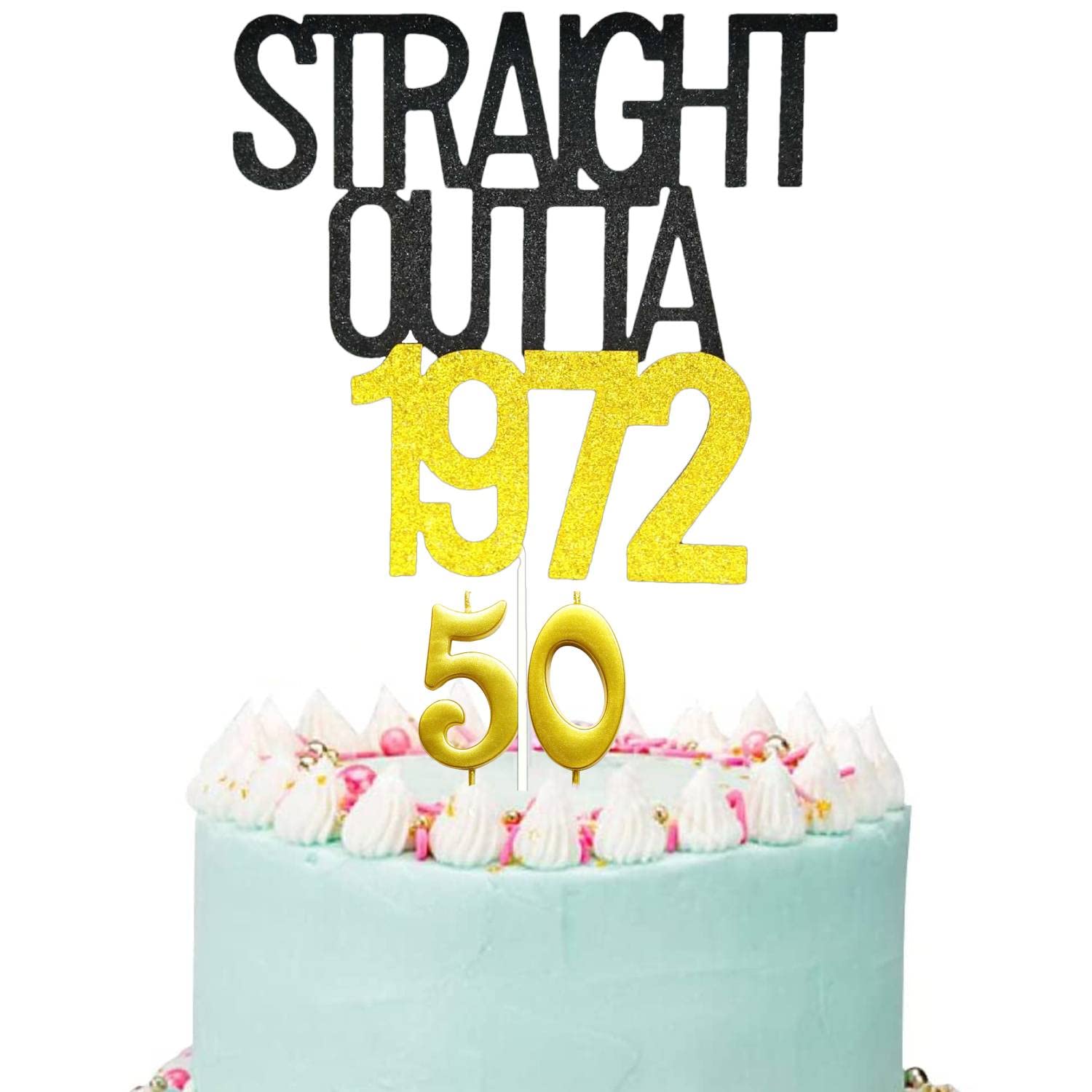 Buy Straight Outta 1971 Cake Topper, Gold and Black 50th Birthday Cake ...