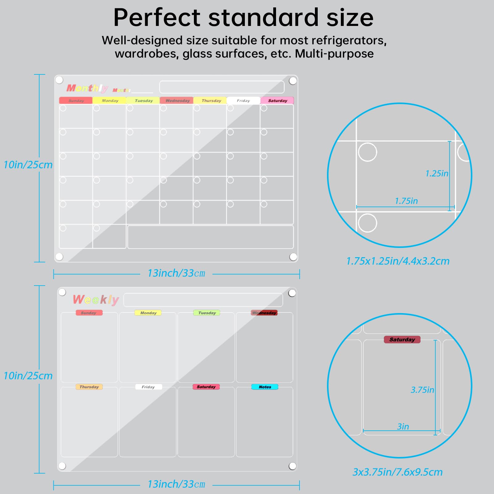 Snapklik.com : Acrylic Magnetic Calendar For Refrigerator, 2 Pack 10 ...