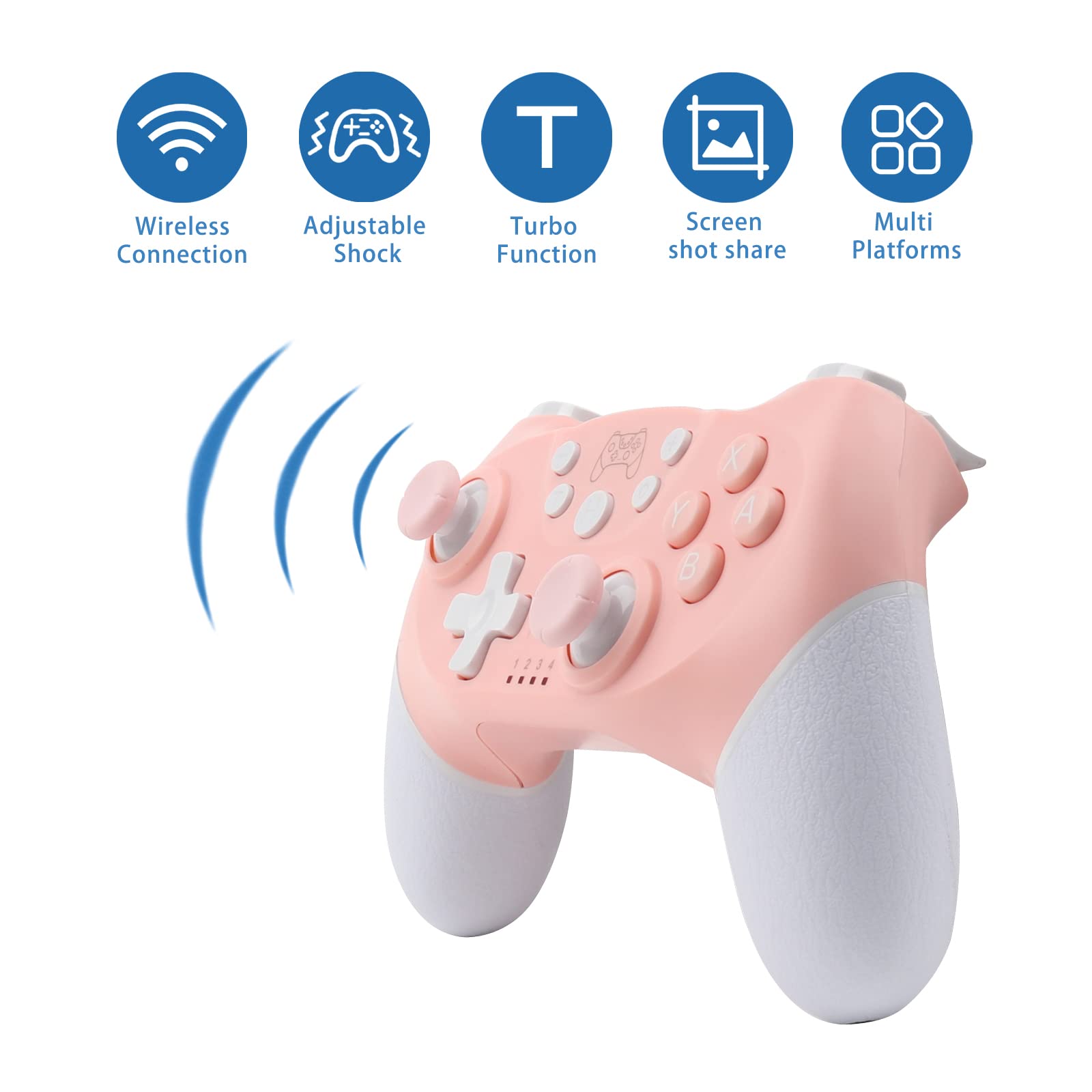 Snapklik.com : ROTOMOON Upgraded Pink Wireless Controller Compatible