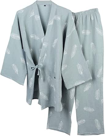Amazon.com: thefancypumpkin Japanese Mens Dressing Gown Kimono Pajamas Nightgown Thin [Green ...