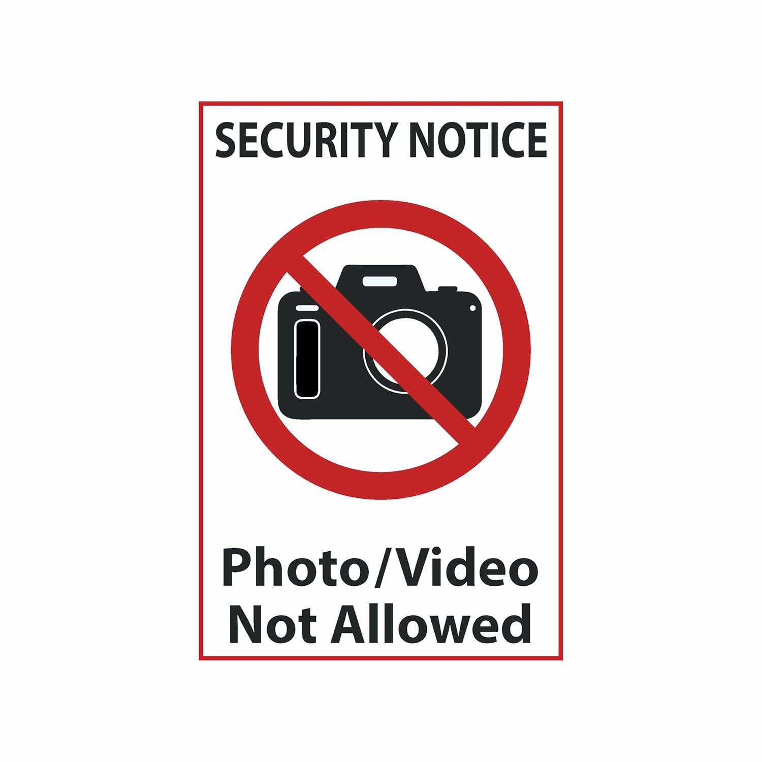 Anne Print Solutions® Security Notice No Photo Video Allowed Sticker ...