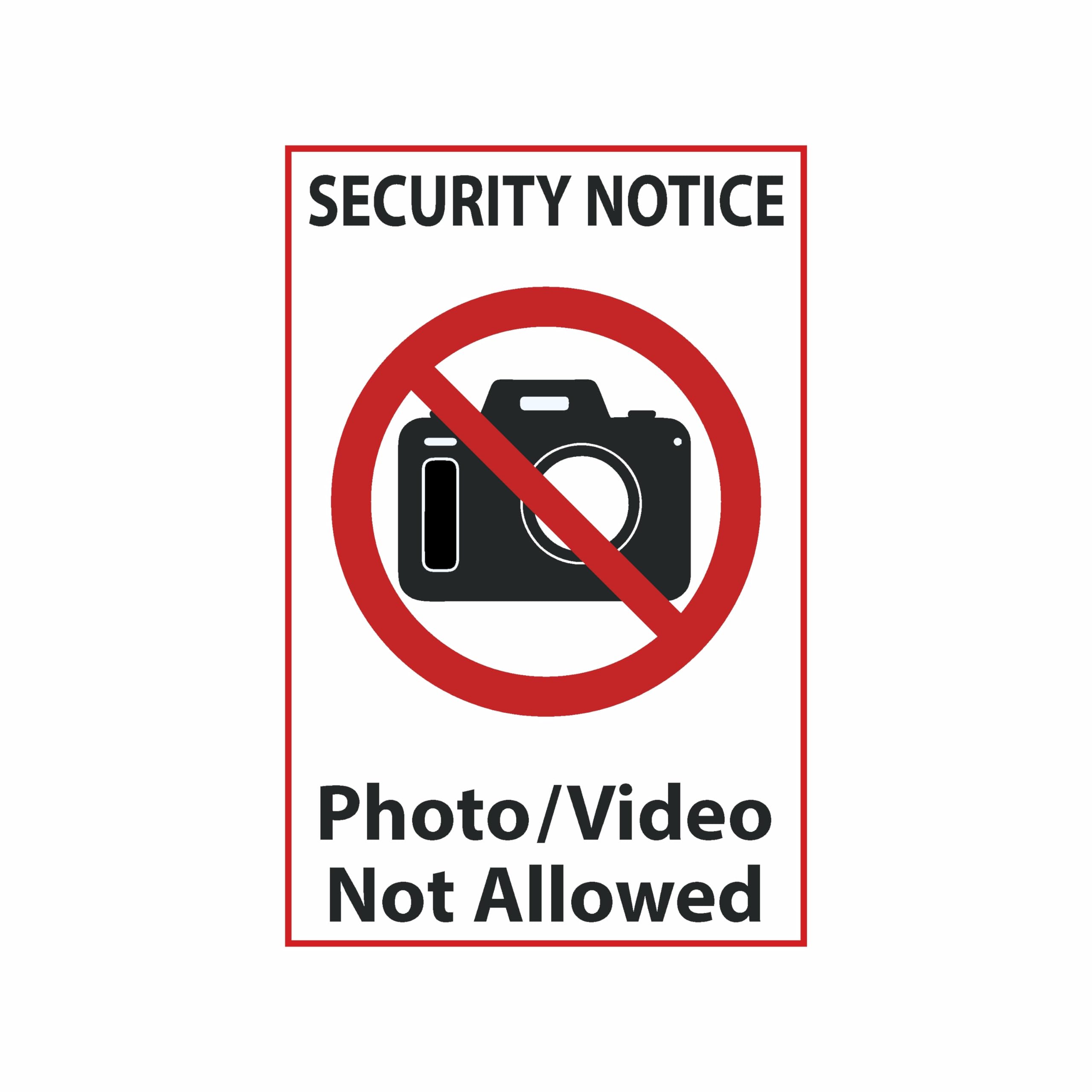 Anne Print Solutions® Security Notice No Photo Video Allowed Sticker ...