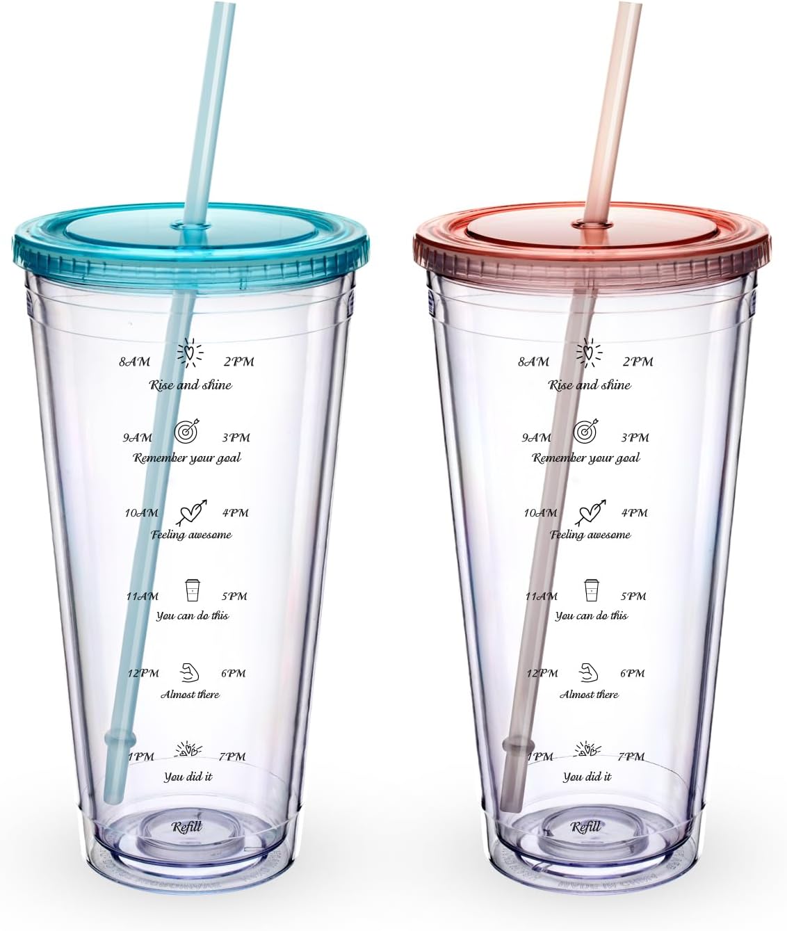 Amazon.com | Zukro 32 oz Clear Acrylic Double Wall Water Tumbler with ...