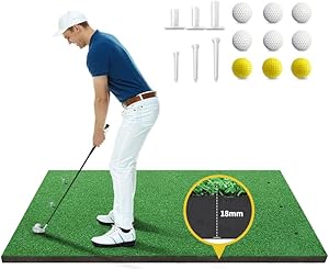 Amazon.com : Golf Mat, Pipleo 5x4ft Artificial Turf Golf Hitting Mats, Includes Golf Tees ...