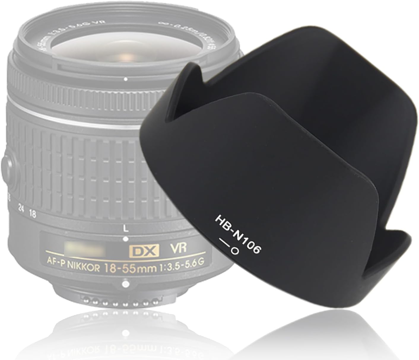 Amazon | 【HB-N106 互換】ニコン HB-N106 レンズフード互換 Nikon AF-P DX 18-55mm f/3.5-5 ...