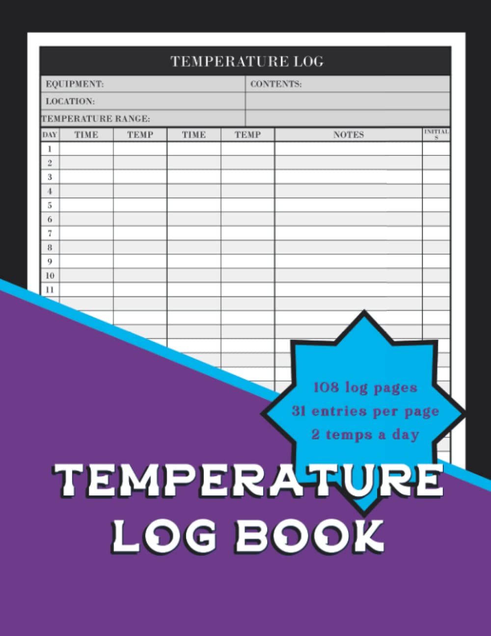 Temperature Log Book: Easy to use fridge/freezer log to record temps ...