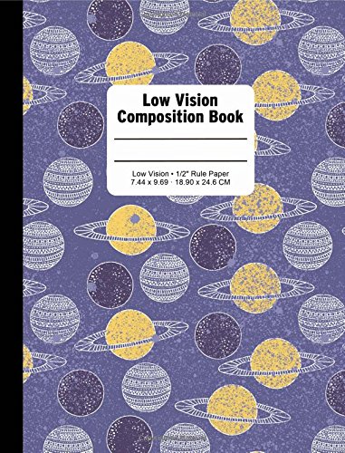 Low Vision Notebook Composition Book: Purple Planets Saturn: 160 Pages ...