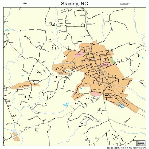 Amazon.com : Large Street & Road Map of Stanley, North Carolina NC ...