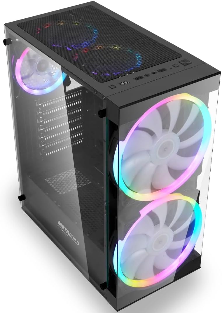 Amazon.com: METABUILD ATX PC Case with RGB Fans (Pre-Installed ...