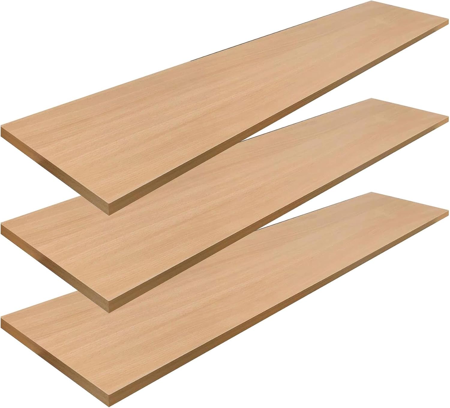Set of 3 Shelf Boards 118cm Long Wall-Mounted Classic Shelf for Living ...
