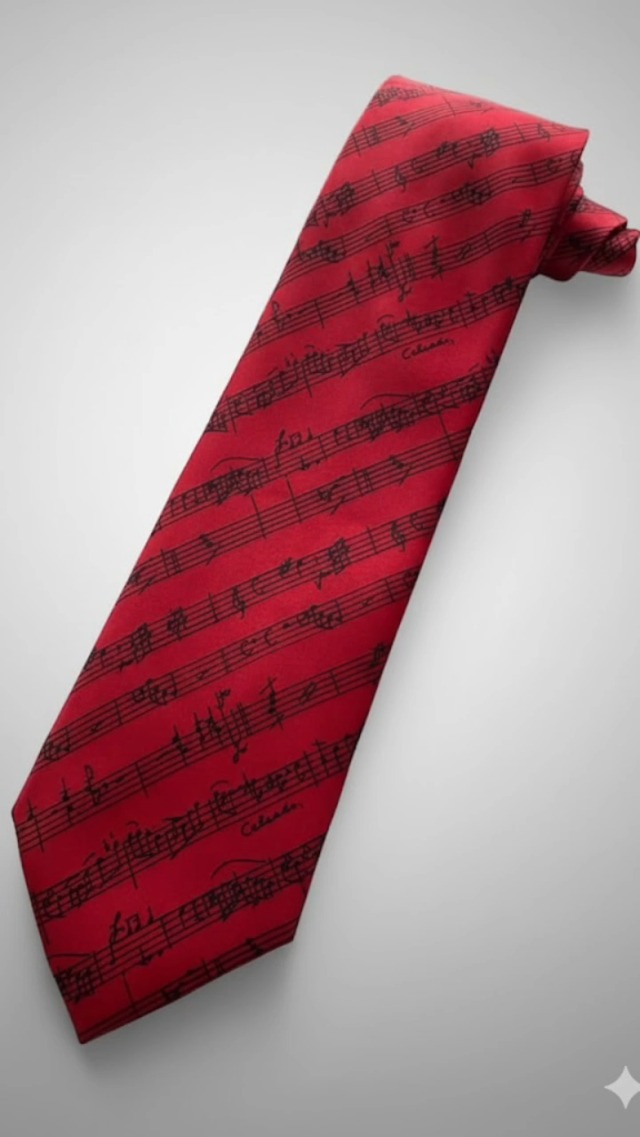 Watch Red Music Notes Necktie | Elegant Sheet Design for Musicians on ...