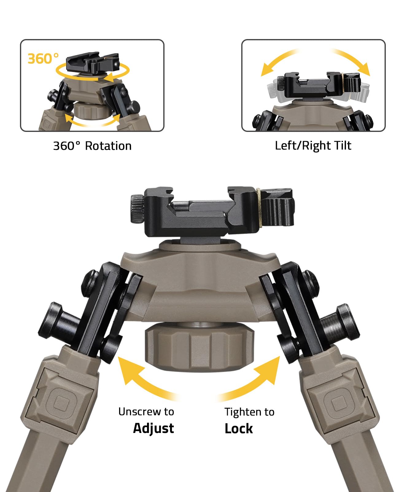 Snapklik.com : CVLIFE Bipod Tactical Rifle Bipod 360 Degrees Adjustable ...