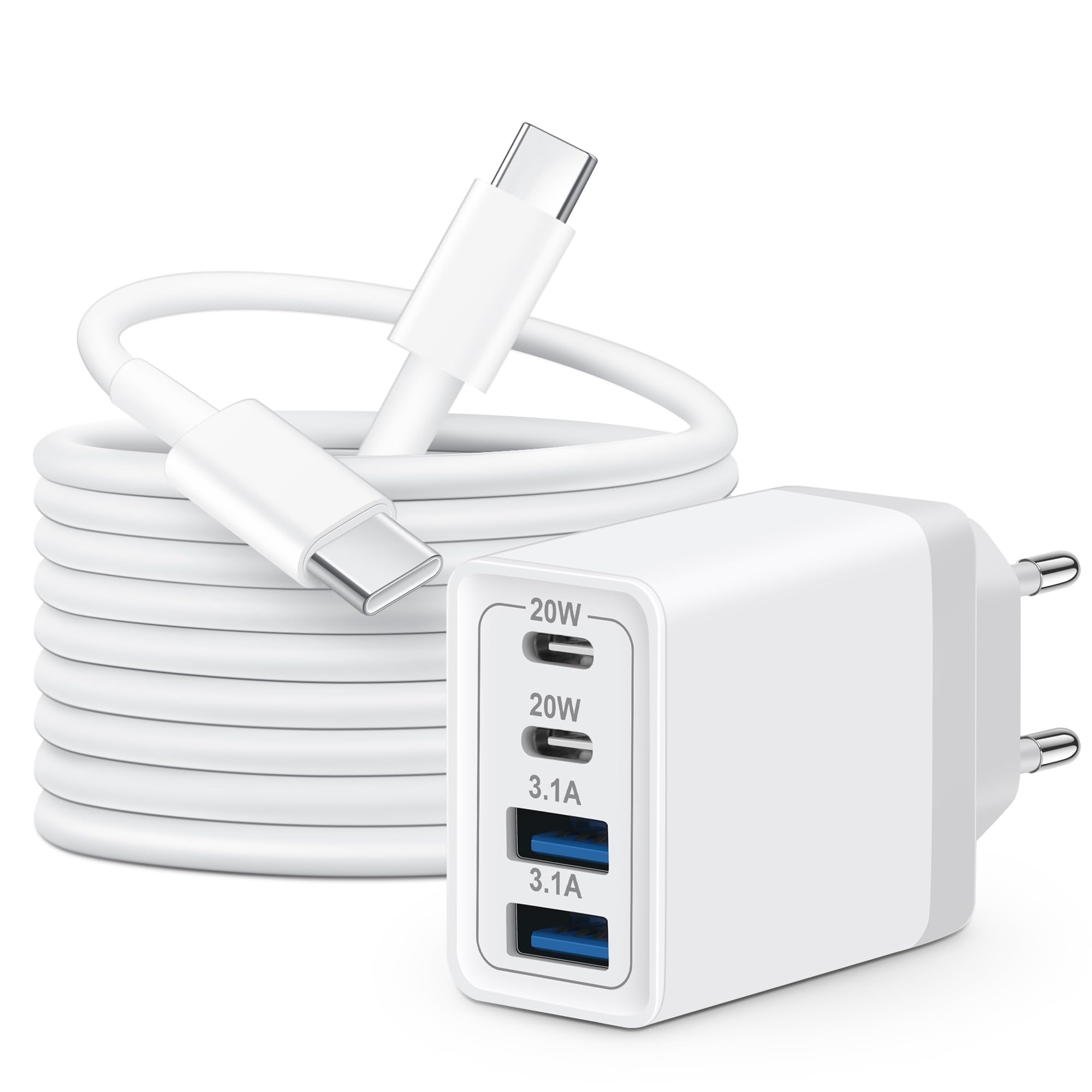 Amazon.com: USINFLY European Travel Plug Adapter, 40W 4-Port PD+QC Fast ...