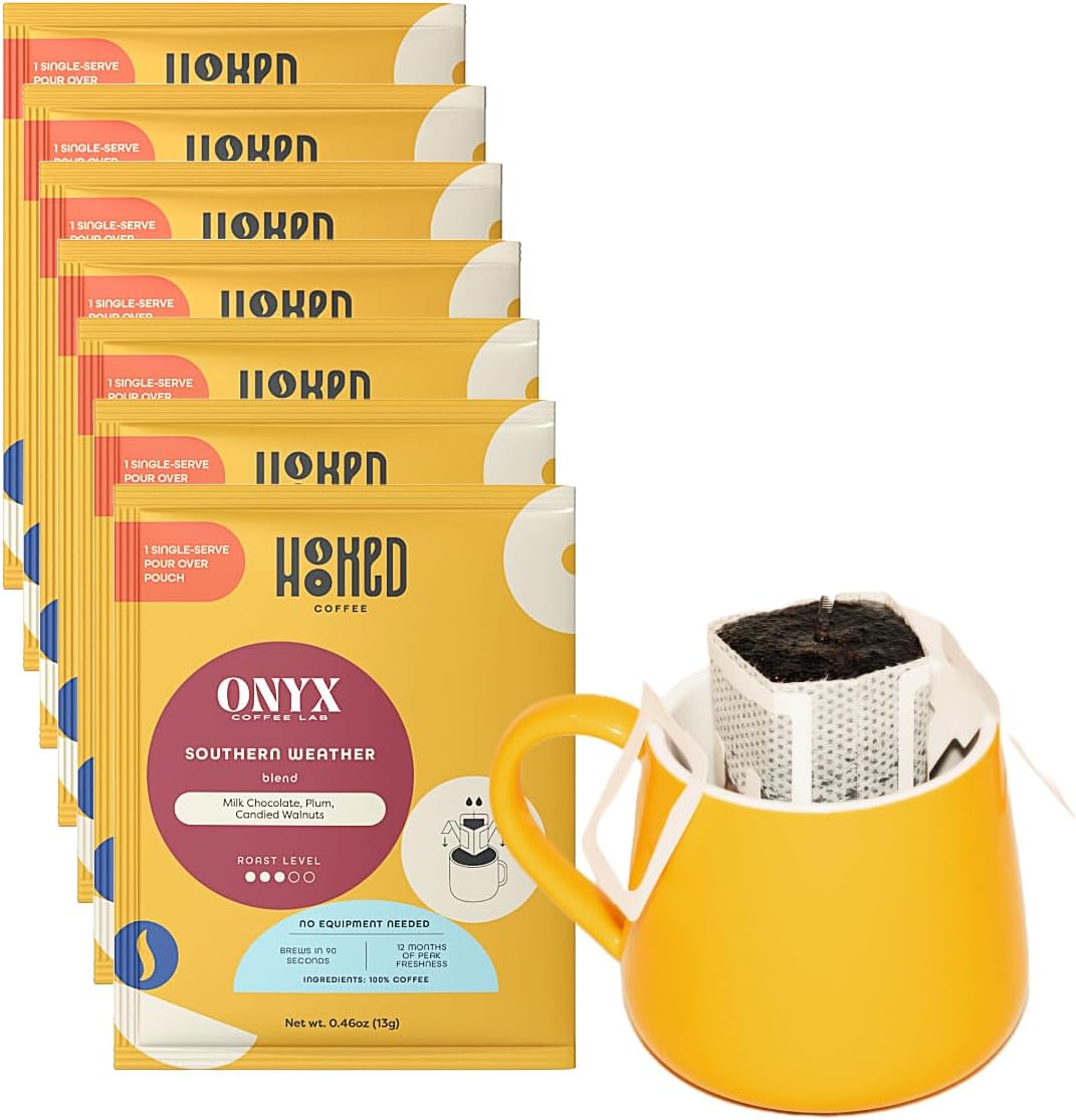 Amazon.com: Hooked Coffee Premium Portable Pour Over Drip Coffee Singles, Onyx Coffee Lab Medium ...
