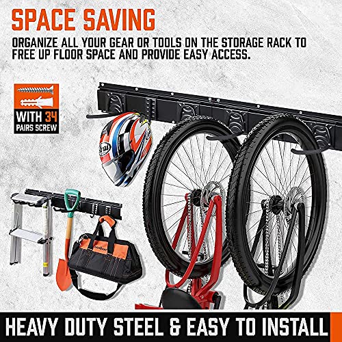 HORUSDY Bike Storage Rack and Garden Tool Rack Wall Mount, 15PCS Garden ...