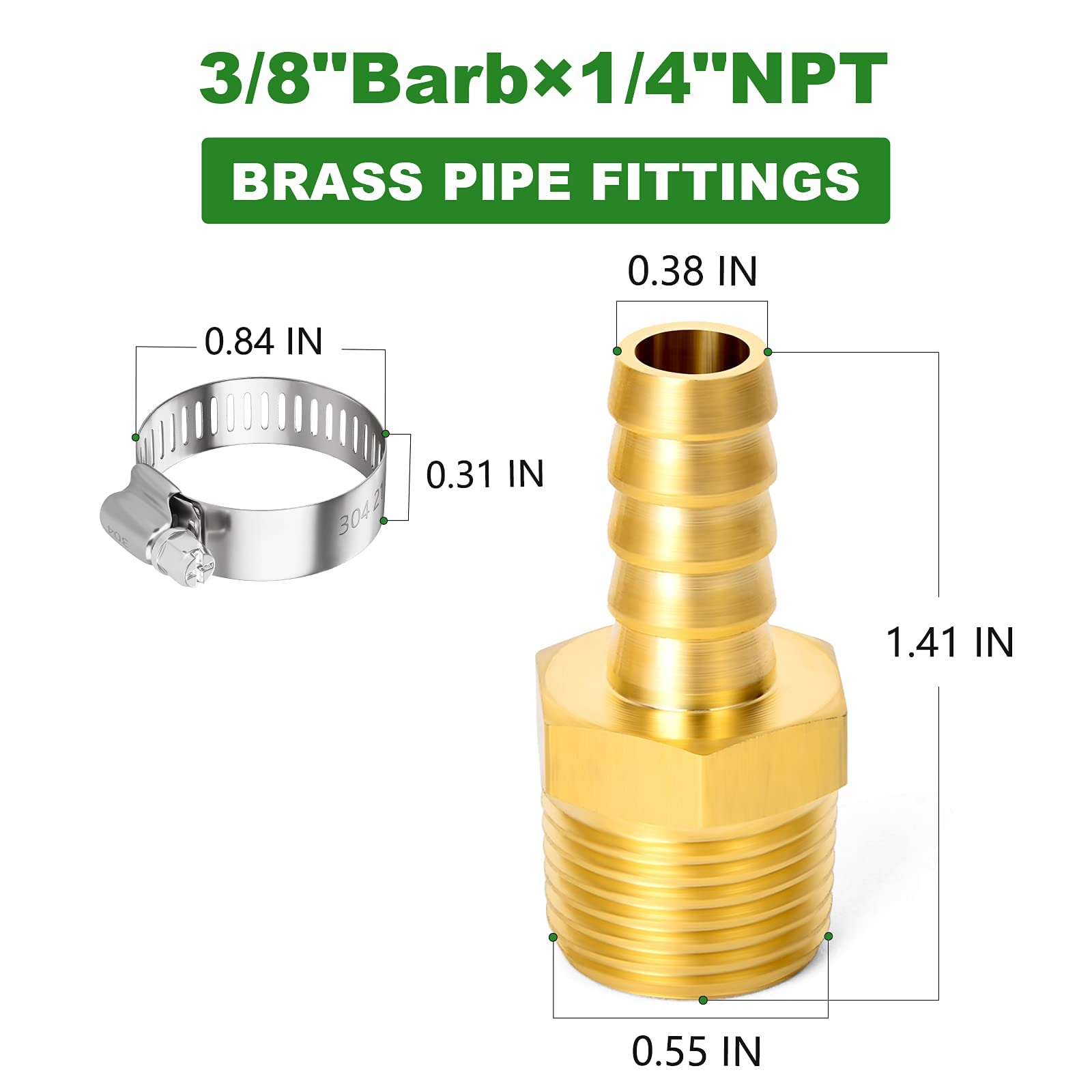 Snapklik.com : TAISHER 10 PCS Brass Of Hose Barb Fittings 3/8"(9.5mm ...