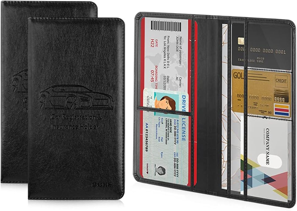 Amazon.com: 2 Pack Car Registration and Insurance Holder, Pu Leather ...