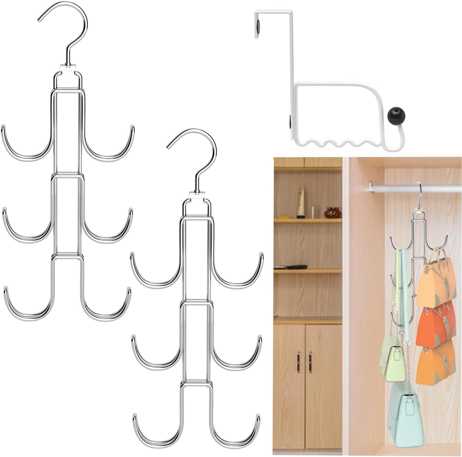 Amazon.com: Purse Hanger Organizer for Closet, 2 Pack Handbag Storage ...
