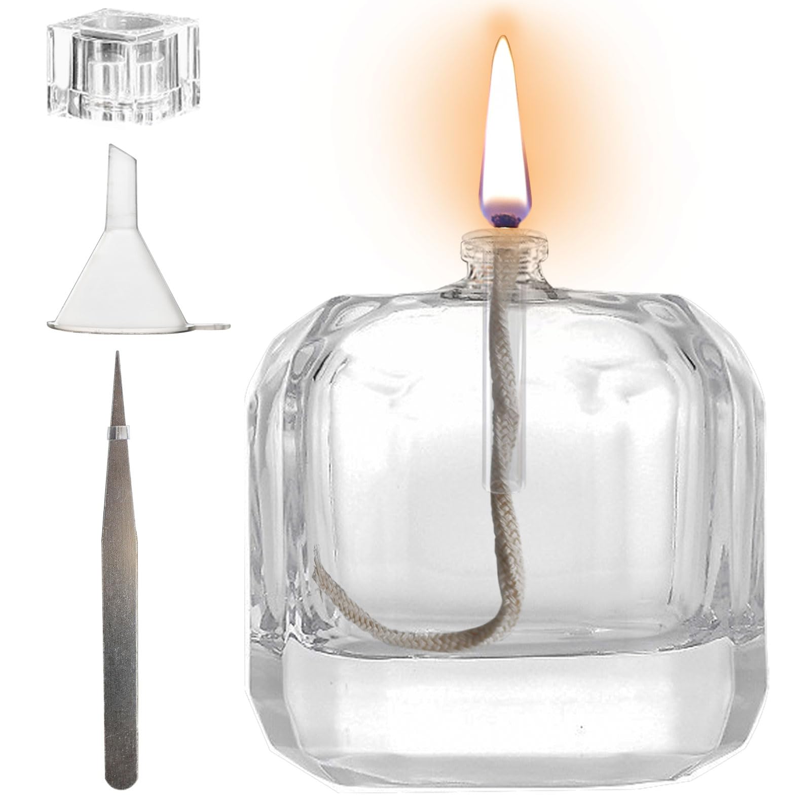 Amazon.com: GXFCCYXT Small Refillable Clear Glass Oil Lamp Unscented ...