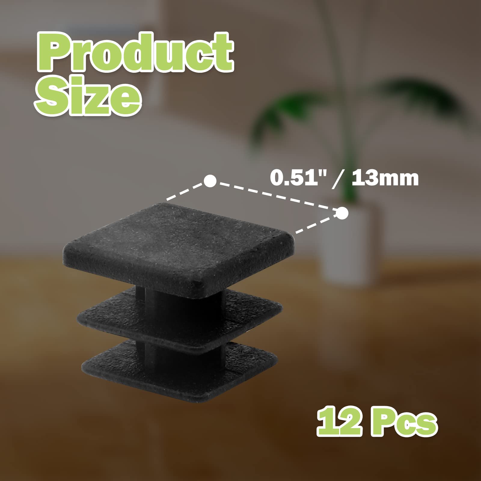 Snapklik.com : 12 Pcs 1/2" Square Plastic Plug, Black Square Plastic ...