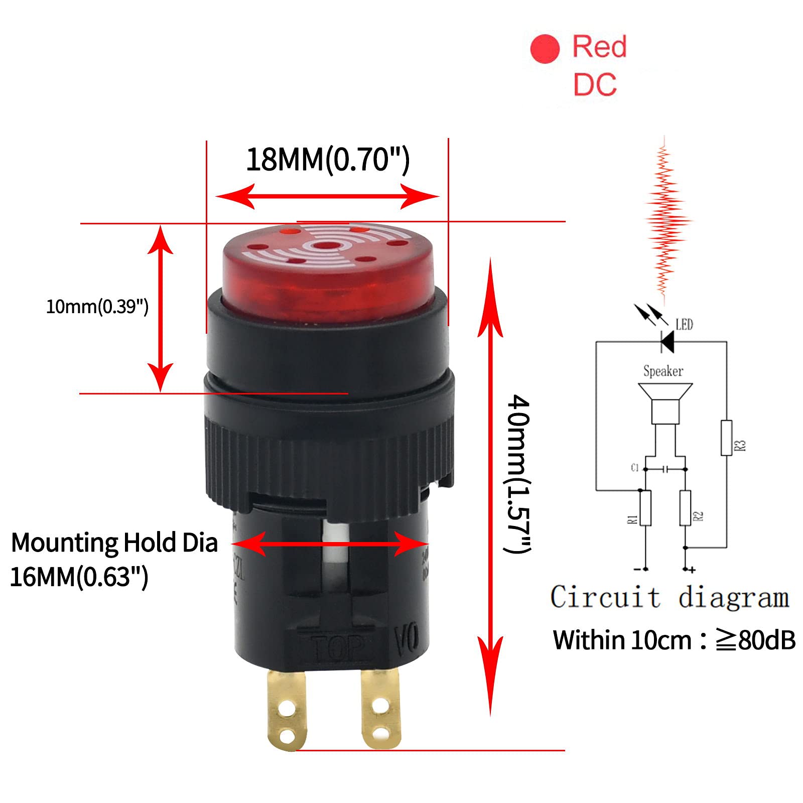 Snapklik.com : 16MM LED Buzzer Indicator Light Lamp 24VDC Red 5/8 ...