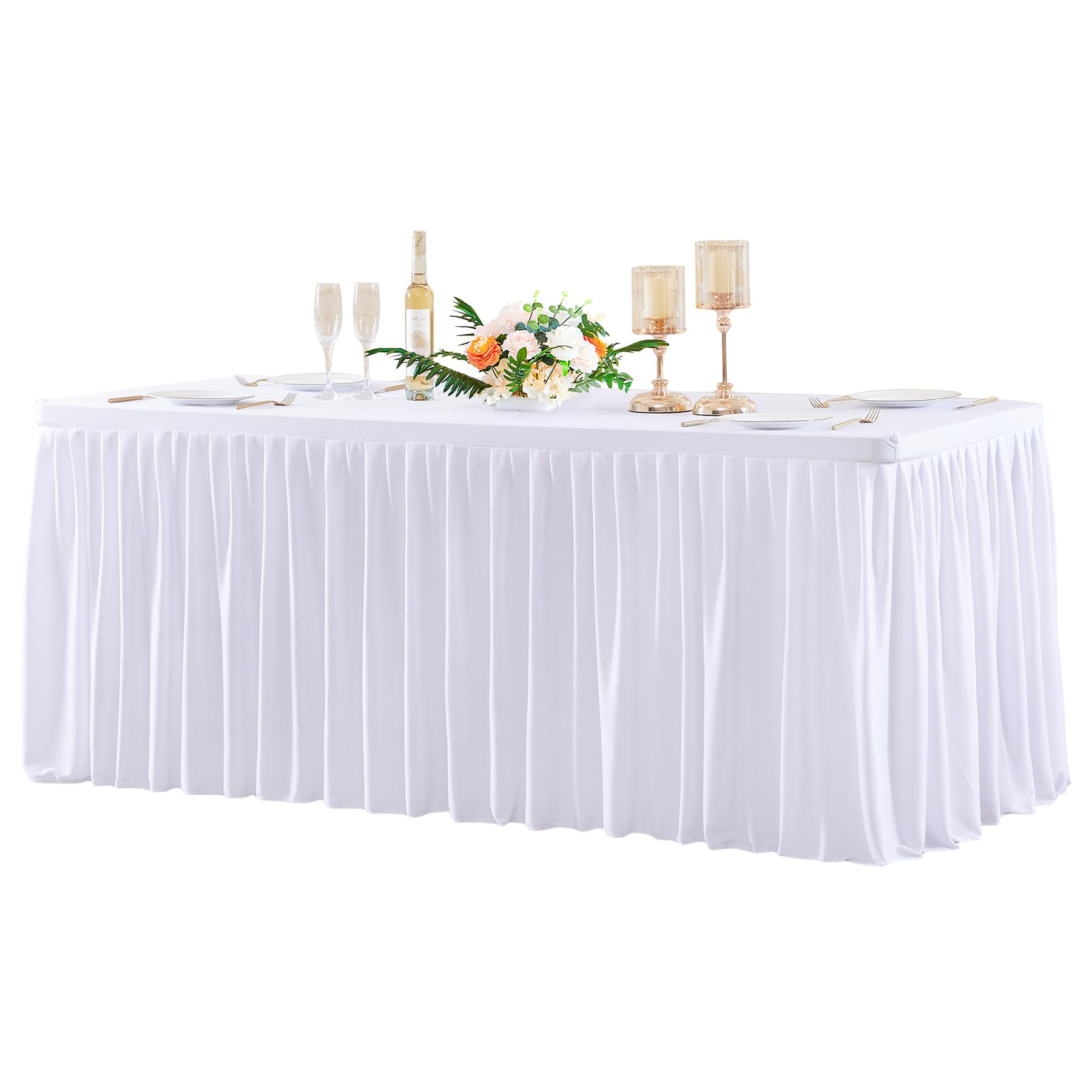 Amazon.com: White Table Clothes for Rectangle Tables 6ft, Wrinkle ...