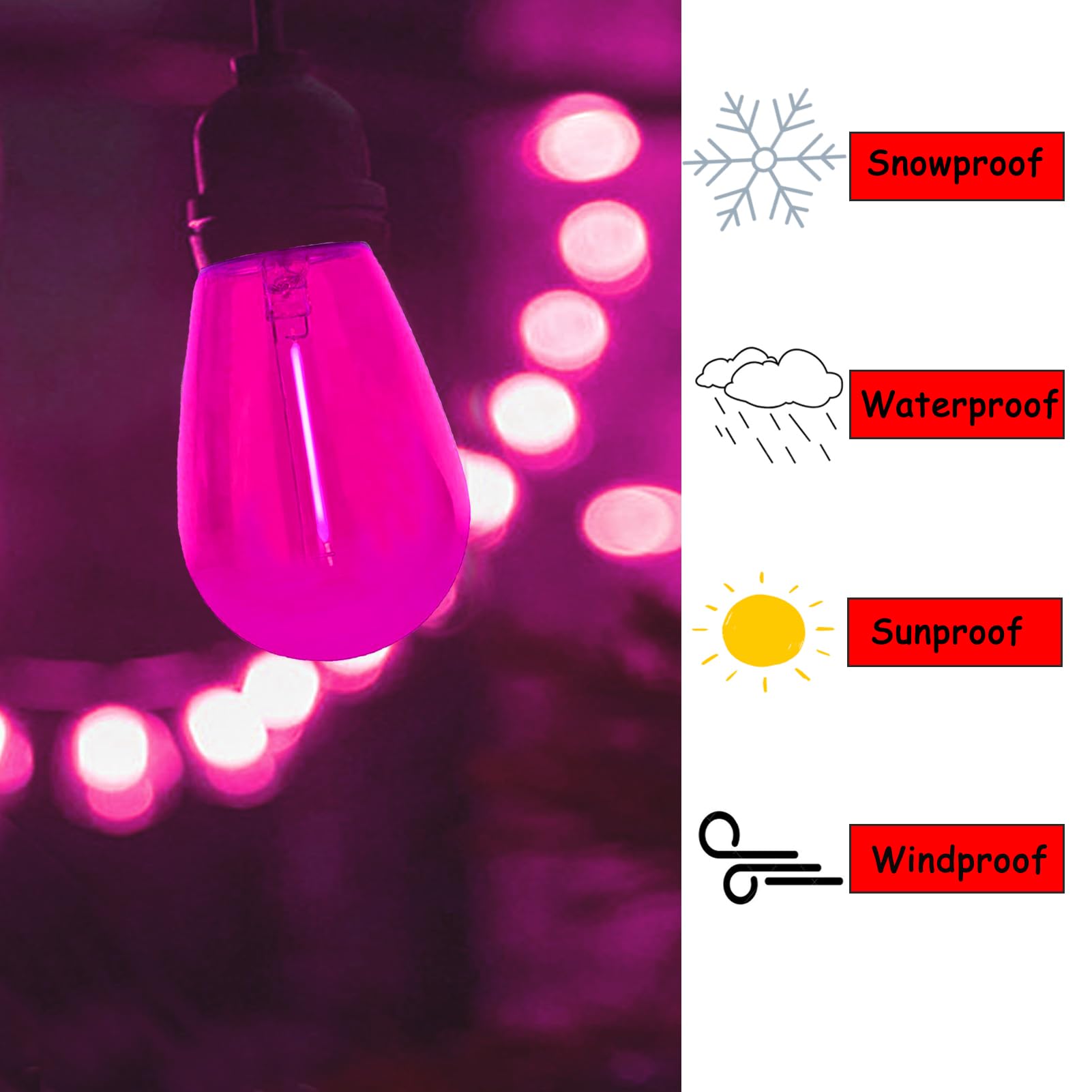 Snapklik.com : S14 Pink LED Bulb 1W Shatterproof Replacement Light Bulb ...