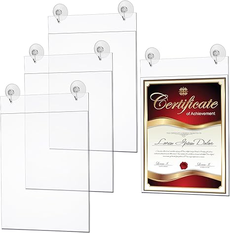 Suzile 4 Pcs Acrylic Window Sign Holder Hanging Acrylic Holder 8.5 x 11 ...
