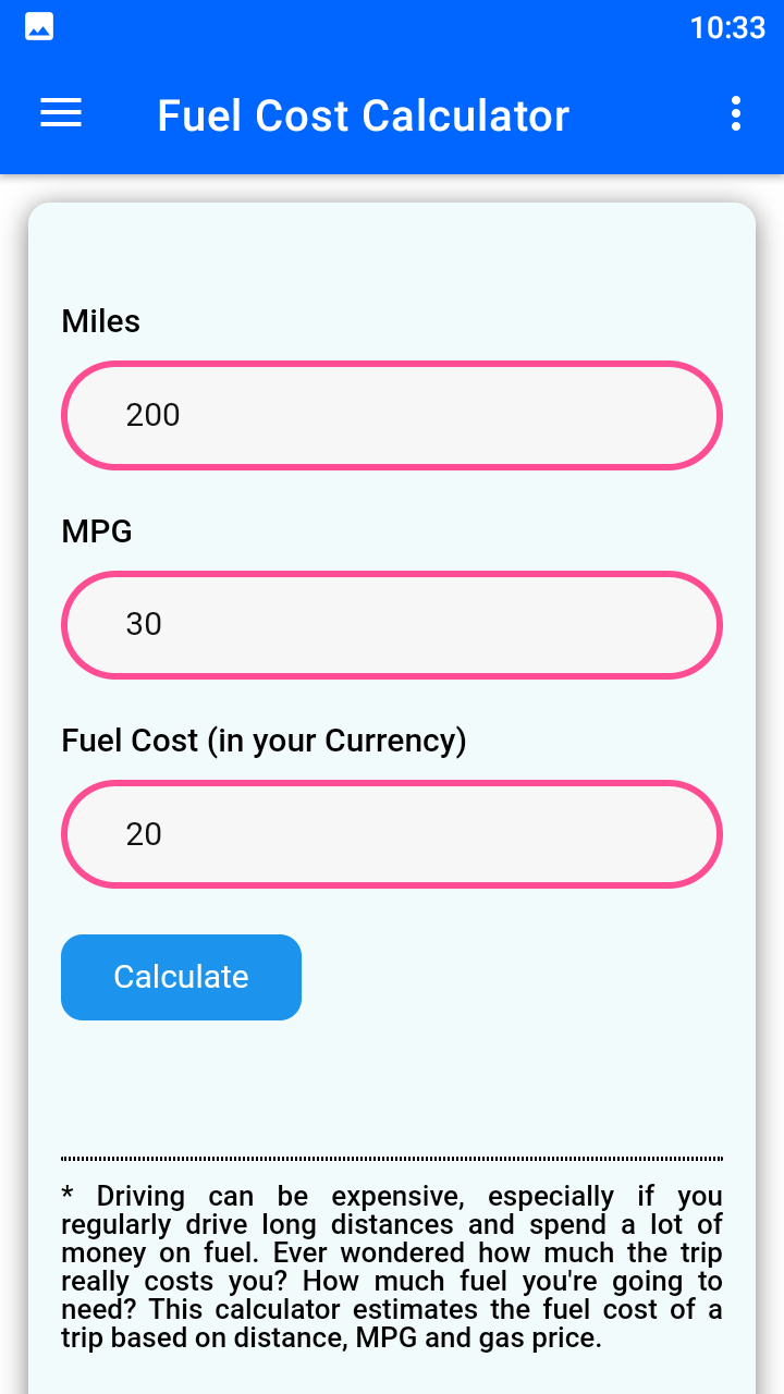 Car Calculator - App on Amazon Appstore