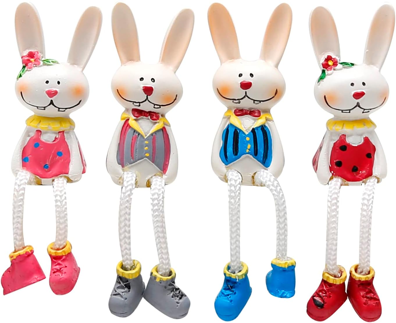 Amazon.com: Aynaxcol 4Pcs Mini Bunny Figurines with Dangling Legs ...