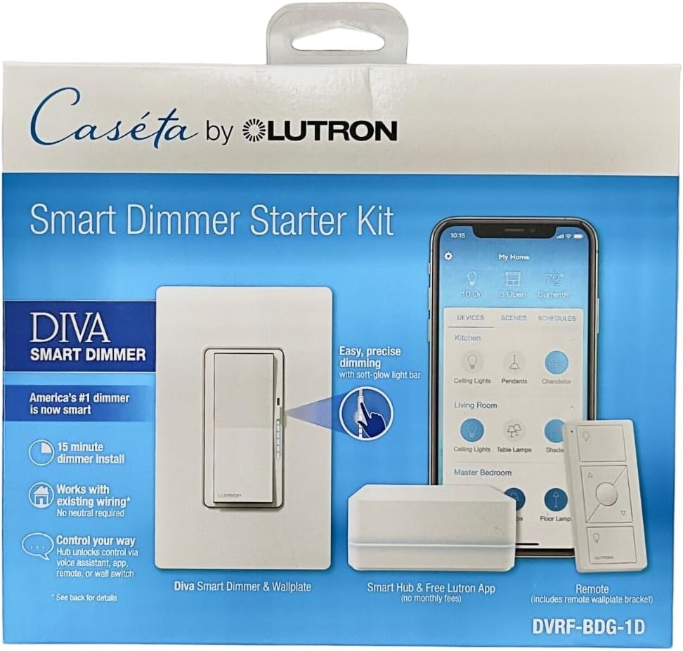 Amazon.com: Lutron Diva Smart Dimmer Switch Starter Kit for Caséta ...