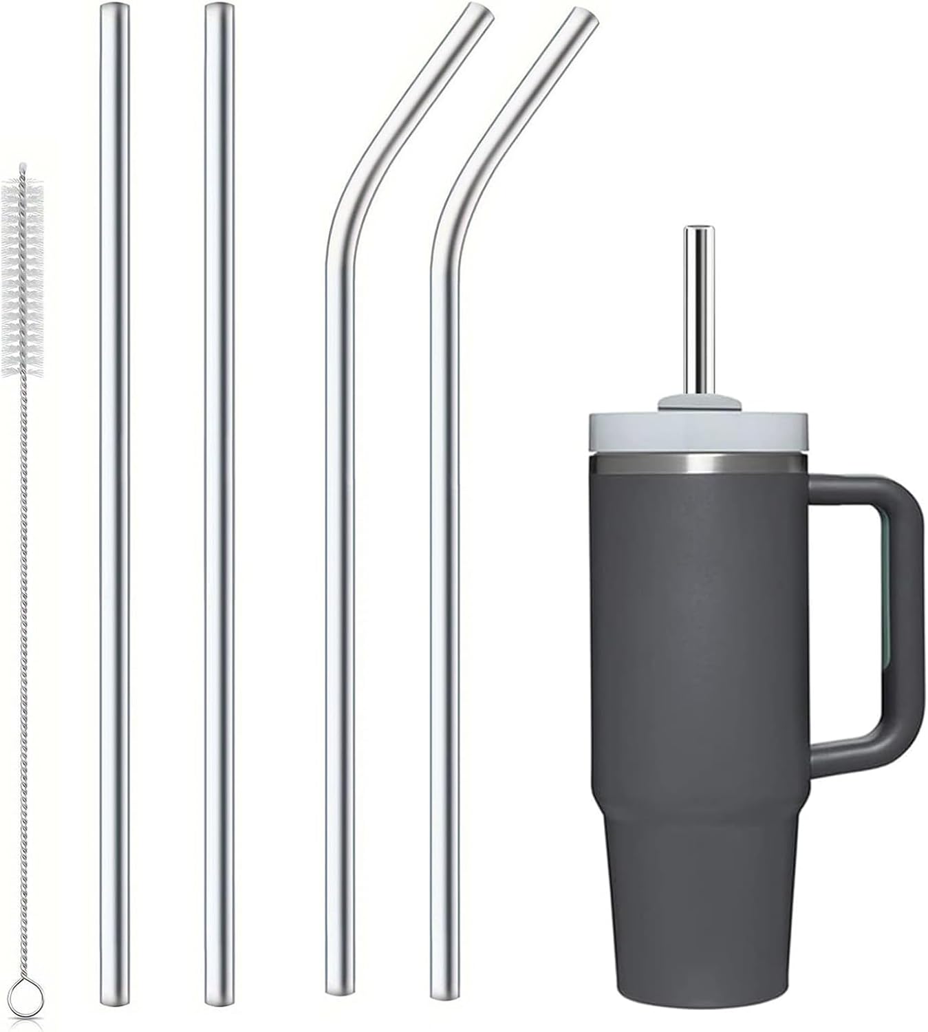 4 Pcs Replacement Straw for Stanley Cup 40oz, Long Metal Straw for ...