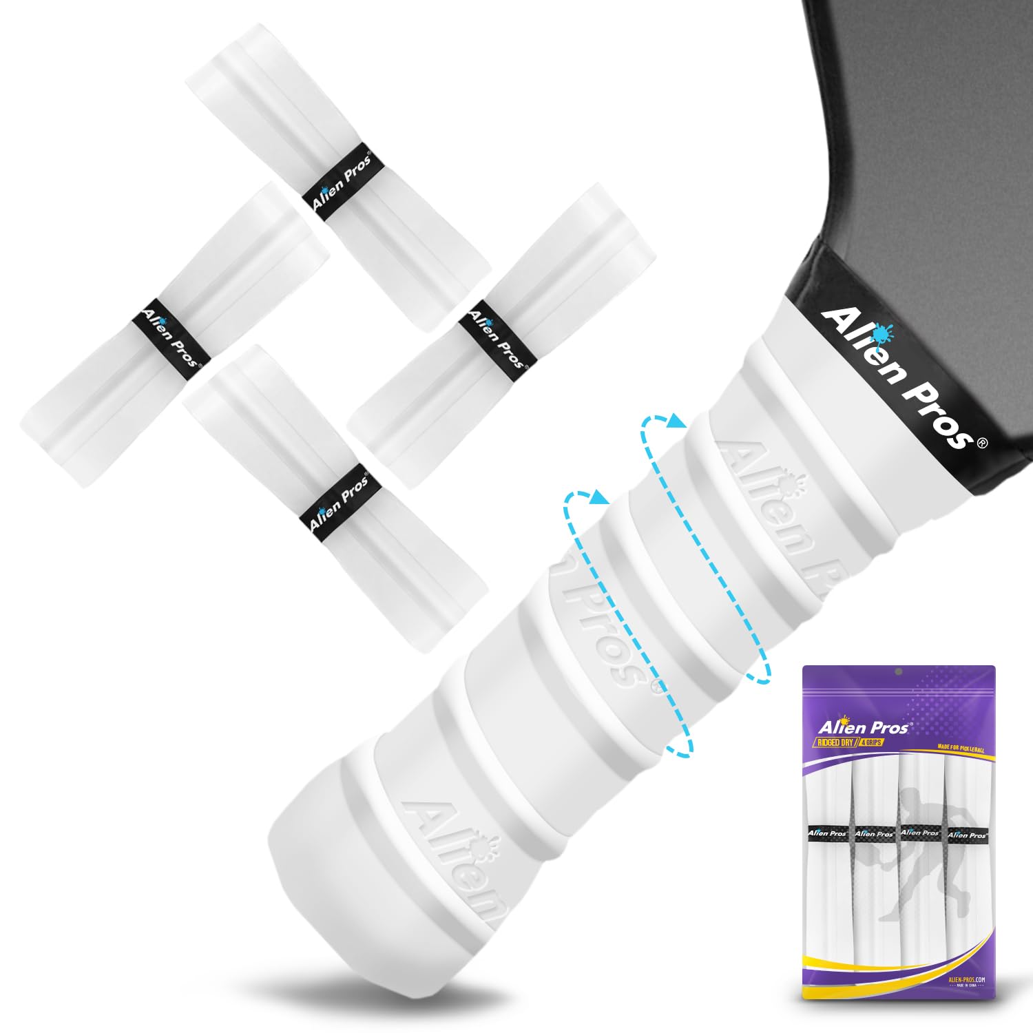 ALIEN PROS Pickleball Overgrip (4-Pack) with Ridges for Better Grip ...