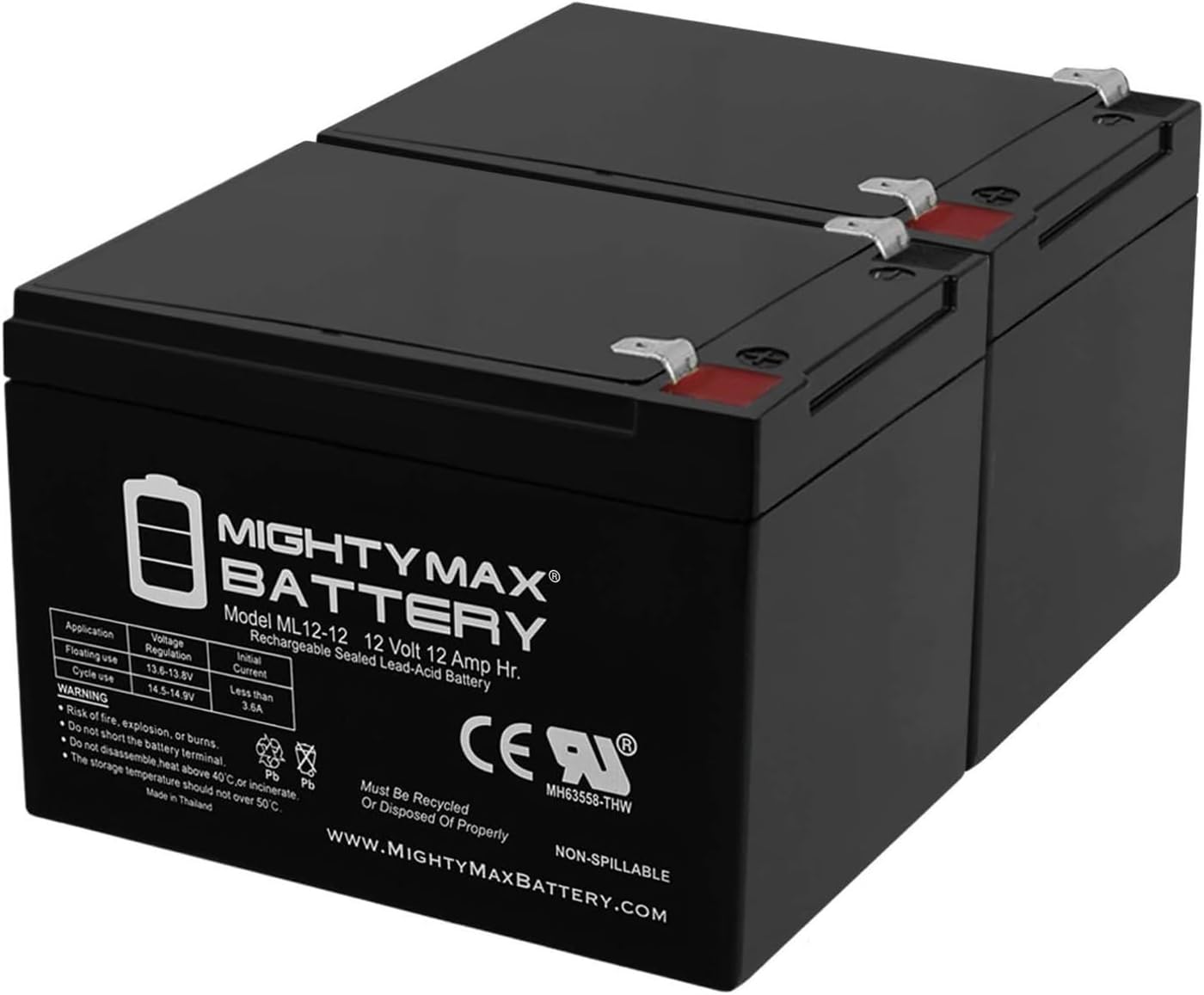Amazon.com: UB12120 12V 12AH SLA Battery 12 Volt - F2 Terminal/ 2 Pack ...