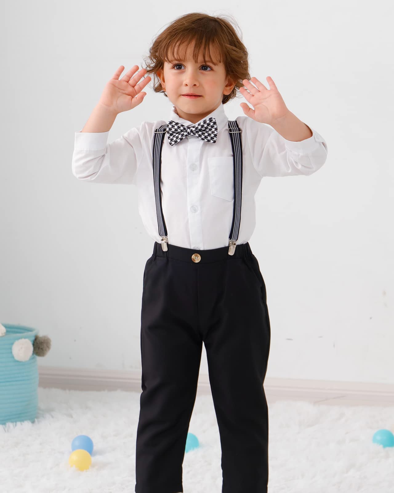 Snapklik.com : HOSUKKO Boy Dress Outfit, Long Sleeve Dress Shirt ...