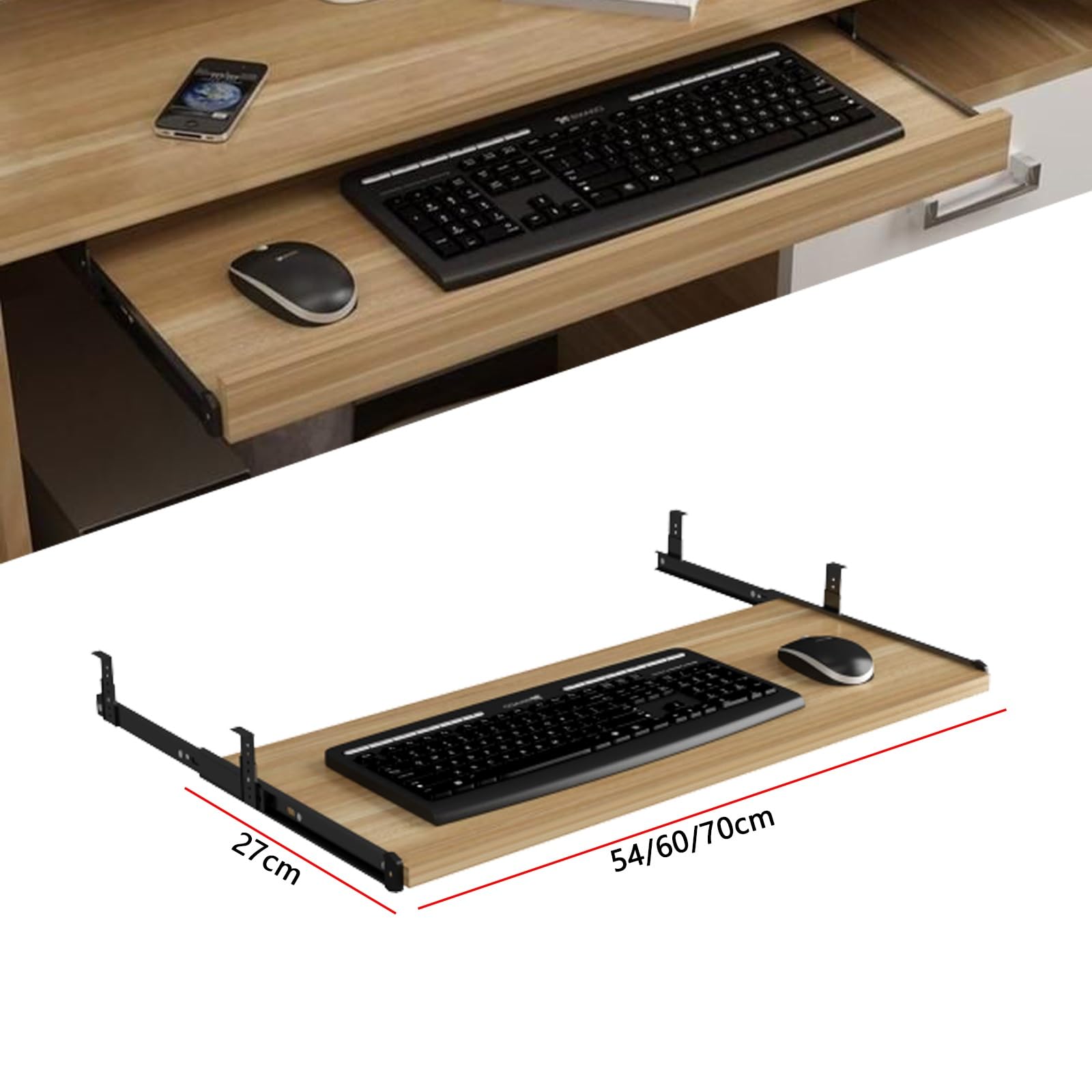 60 Drawer Slides GYYDXXFC Slide Out Computer Keyboard Drawer, With ...