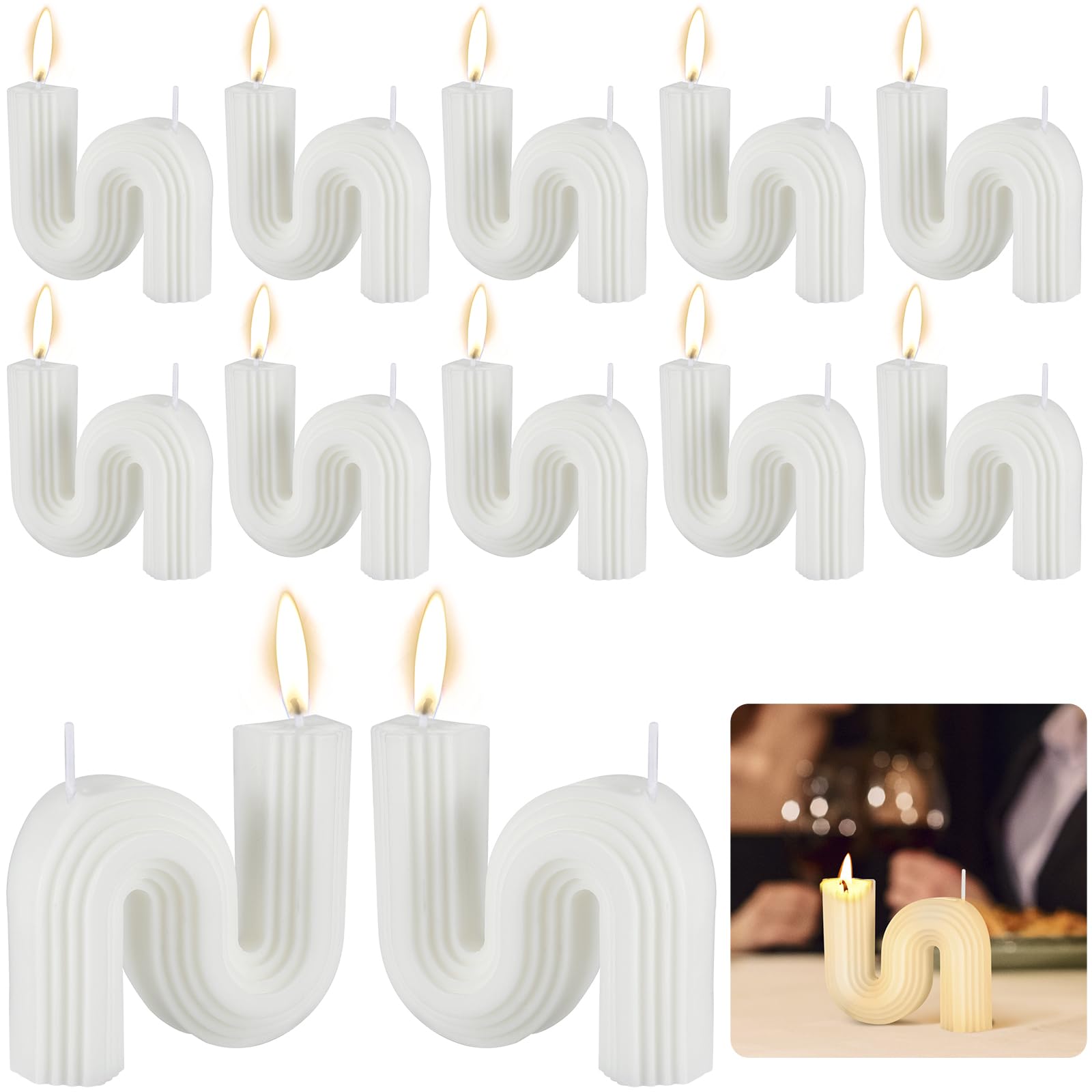 Mtlee 12 Pcs Twist Aesthetic Candles S Shaped Candle Cute Minimalist ...