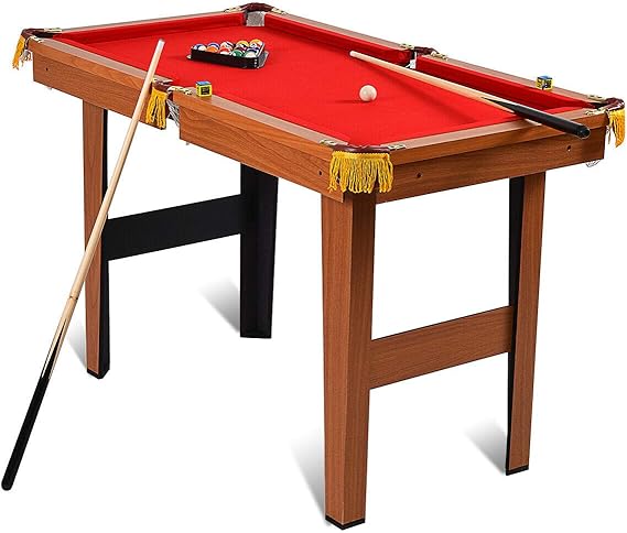 Goplus 48” Pool Table, Wooden Billiards Table w/ 2 Cue Sticks, 16 Balls ...