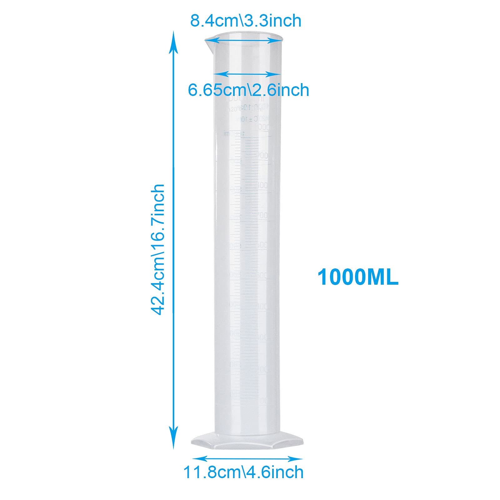 Snapklik.com : AKOLAFE 2 Pack 1000ml Plastic Graduated Cylinder ...