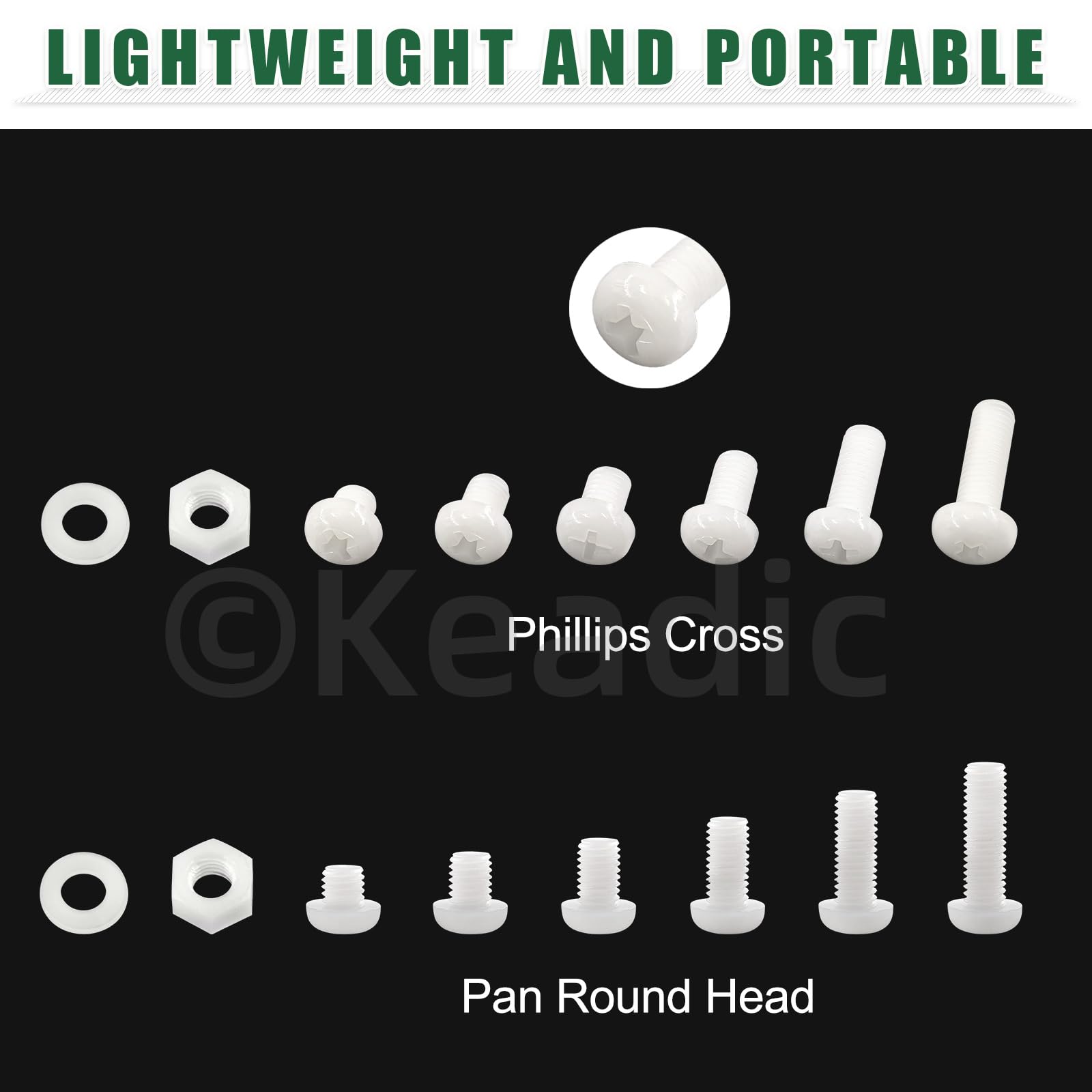Snapklik.com : 270Pcs M8 White Nylon Plastic Pan Round Head Screws ...