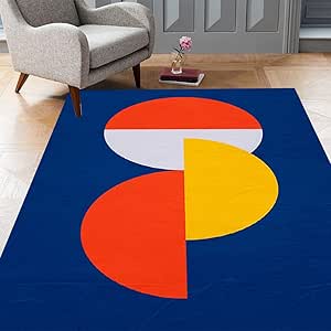 Amazon.com: Mid Century Modern Minimalist Abstract Navy Yellow Orange ...