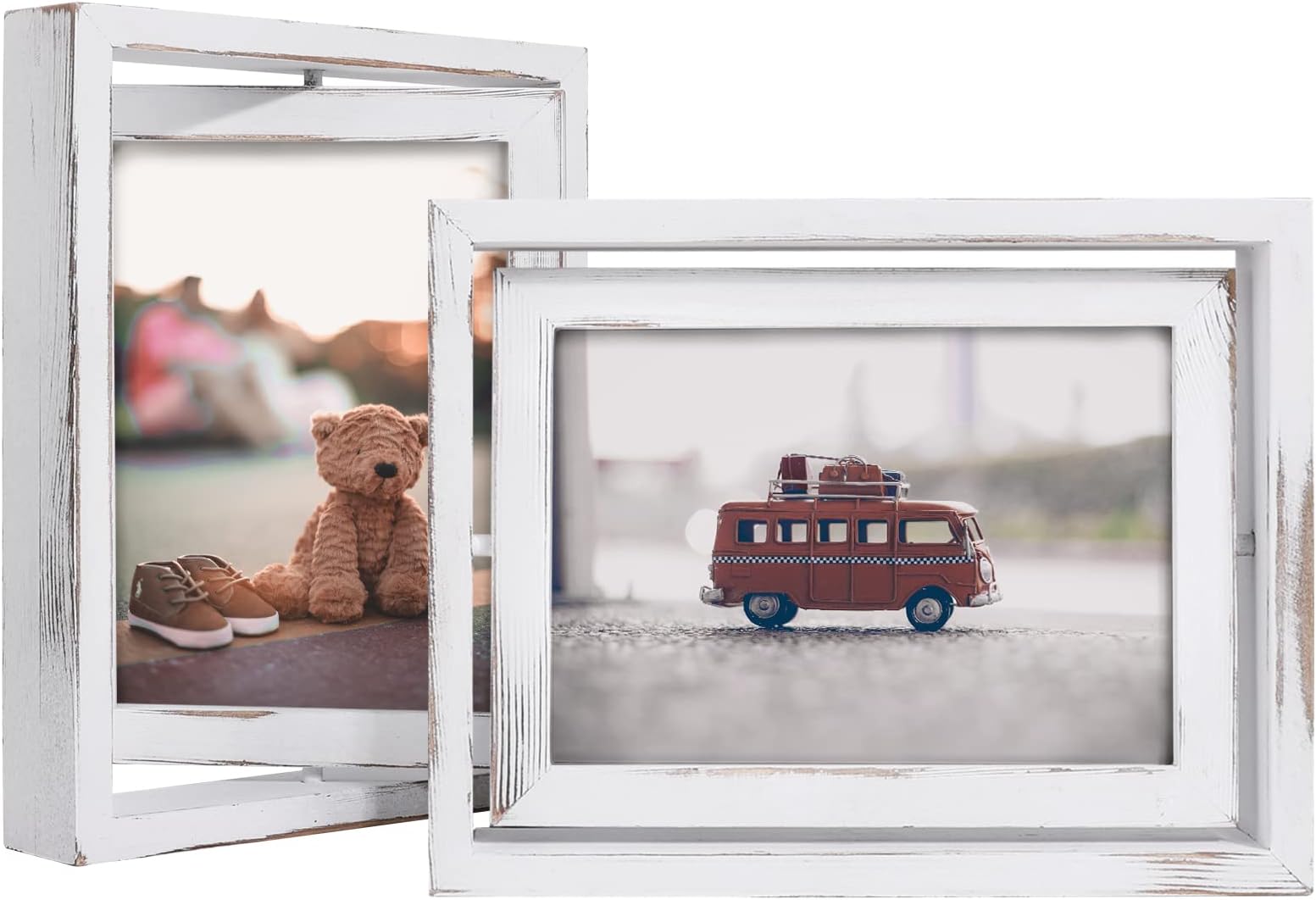 EGOFINE 7x5 Floating Frames Set of 2, Double Glass Picture Frame, Made ...