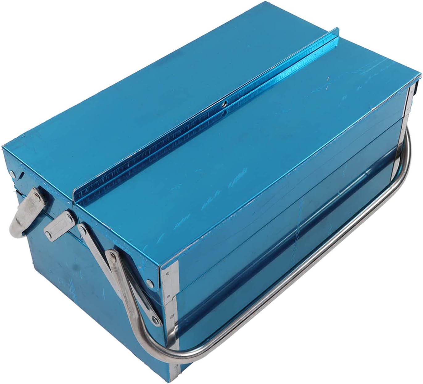 Folding Tool Storage Box, 2 Layer 3 Tray Cantilever Toolbox Rivet ...